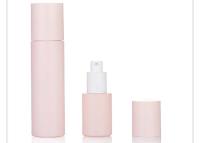 China Round Pink 2oz 3oz Custom Glass Cosmetic Bottles Frosted Makeup Pump Bottle for sale