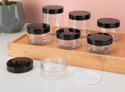 China 100mL Wide Mouth Plastic Cosmetic Jar With White Hand Pull Gasket Unbreakable for sale