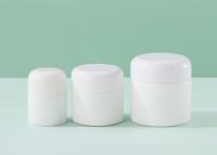 China Opal White Bulk Ceramic Glass Cosmetic Jar 50grams With Dome Lid for sale