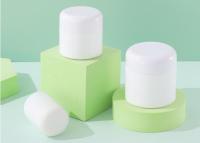 China Opal White Bulk Ceramic Glass Cosmetic Jar 50grams With Dome Lid for sale