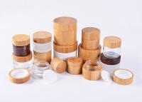 China 100g Bamboo Top Glass Makeup Pots Anti Mold Body Lotion Containers for sale