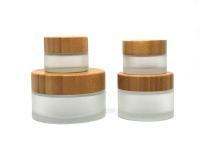 China 100g Bamboo Top Glass Makeup Pots Anti Mold Body Lotion Containers for sale
