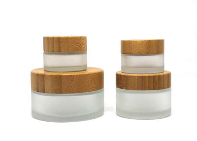 China 100g Bamboo Top Glass Makeup Pots Anti Mold Body Lotion Containers for sale