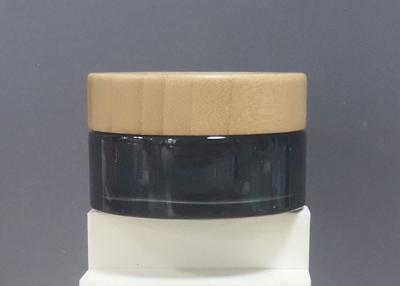 China 50ml 100ml Bamboo Glass Cosmetic Jar Empty Body Butter Containers With Paper Box for sale