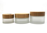 China 5grams Amber Glass Cosmetic Jar Glass Lip Balm Containers With Bamboo Screw Lid for sale