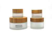 China Bamboo Caps 30ml Cosmetic Jars , Frosted Glass Lotion Jars Anti Corrosion for sale