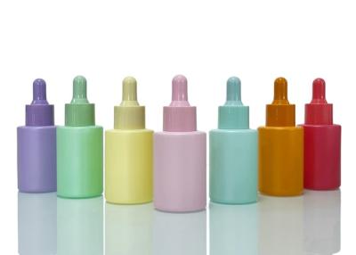 China Multicolor 20ml Glass Cosmetic Dropper Bottle With Pipette Thick Bottom for sale