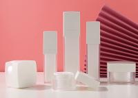 China Customization ABS Cap Square Cosmetic Bottle And Jar White Double Wall for sale