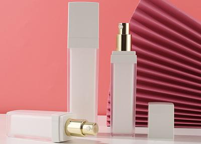 China Customization ABS Cap Square Cosmetic Bottle And Jar White Double Wall for sale