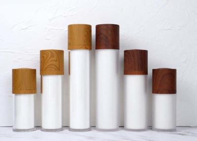 China Matte Bamboo Airless Bottle , 30ml Airless Pump Bottle For Face Serum for sale