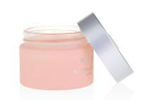 China Customizable Pink Luxury Glass Cosmetic Jar 2oz  With Silver Metal Cap for sale