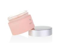 China Customizable Pink Luxury Glass Cosmetic Jar 2oz  With Silver Metal Cap for sale