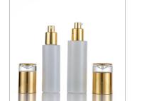 China Acrylic Gold Caps Pearl White Cosmetic Pump Bottle 100ml Custom Logo Print for sale