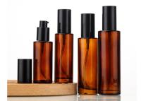 China Frosted Flat Shoulder Glass Toner Pump Bottle 120ml Body Lotion Glass Bottle for sale