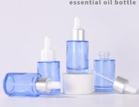 China Clear Frosted Dropper Bottles 30ml Face Serum Blue Bottle Thick Bottom for sale