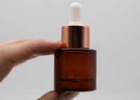China Recyclable 20ml Dropper Bottle , Amber Glass Cosmetic Bottles UV Coating for sale