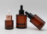 China Recyclable 20ml Dropper Bottle , Amber Glass Cosmetic Bottles UV Coating for sale