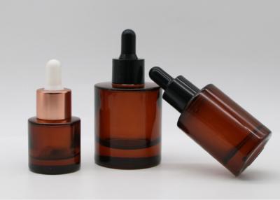 China Recyclable 20ml Dropper Bottle , Amber Glass Cosmetic Bottles UV Coating for sale