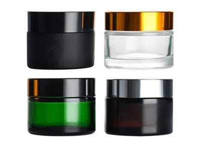 China Aluminium Cap Glass Cosmetic Pots 5-200gram Frosted Cosmetic Cream Jar for sale