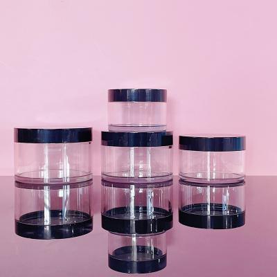 China Skincare PET Cosmetic Containers Clear 30g Cream Jar Black Caps for sale