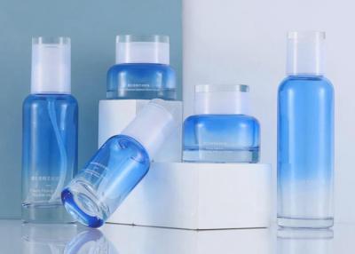 China 30G 50G Gradient blue Glass Cosmetic Bottles for sale