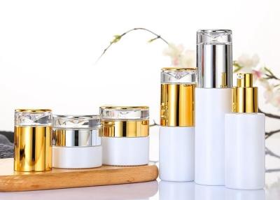 China Pearl White 20-120ml Luxury Cosmetic Bottle Set 30g Face Cream Jar Recyclable for sale