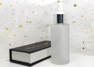 China Clear Cosmetic Serum Bottles 50ml Empty Skincare Containers With Silver Dropper Lid for sale