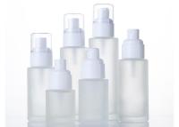 China Clear Frosted Glass Serum Pump Bottles 50ml 100ml Empty Skincare Bottles for sale