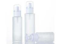 China Clear Frosted Glass Serum Pump Bottles 50ml 100ml Empty Skincare Bottles for sale