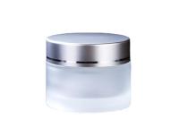 China Frosted Glass Makeup Containers 30g Glass Face Cream Jars Wide Mouth for sale