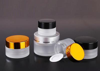 China Frosted Glass Makeup Containers 30g Glass Face Cream Jars Wide Mouth for sale
