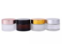 China Skincare Cream 50g Empty Glass Cosmetic Jars 45mm Height Non Slip Bottom for sale
