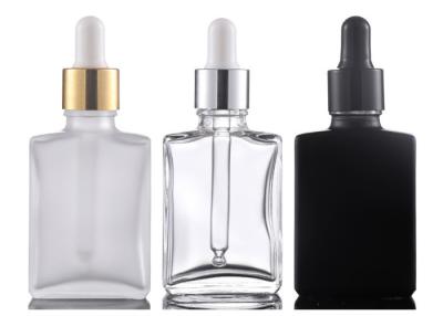 China Square Transparent Black Hair Oil Glass Dropper Bottle Rectangle for sale