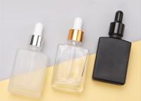 China Square Transparent Black Hair Oil Glass Dropper Bottle Rectangle for sale