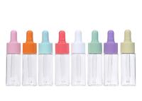 China 20ml Small Size Transparent Plastic Dropper Bottle With Macaron Colorful Caps for sale