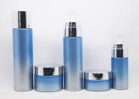 China 100 Ml Glass Cosmetic Packaging Blue Skincare Lotion Bottle Uv Printing for sale