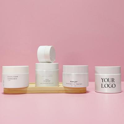 China Bright Painting Matte White Frosted Cosmetic Jars 30ml 50ml 100ml for sale