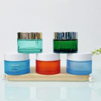 China Bright Painting Matte White Frosted Cosmetic Jars 30ml 50ml 100ml for sale