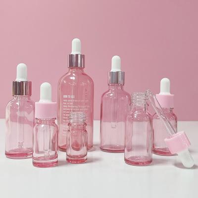 China 30ml 50ml 100ml Pink Cosmetic Dropper Bottle Hair Oil Dropper Bottle BPA Free for sale