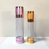China Gold Silver Aluminum Cosmetic Vacuum Pump Bottle UV Plating 15ml 30ml 50ml 100ml for sale