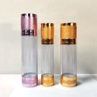 China Gold Silver Aluminum Cosmetic Vacuum Pump Bottle UV Plating 15ml 30ml 50ml 100ml for sale