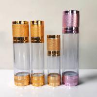 China Gold Silver Aluminum Cosmetic Vacuum Pump Bottle UV Plating 15ml 30ml 50ml 100ml for sale