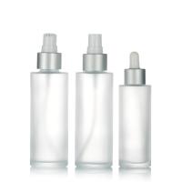China 80ml Cosmetic Packaging Containers Face Cream Glass Bottle Set With Dropper Spray Lid for sale