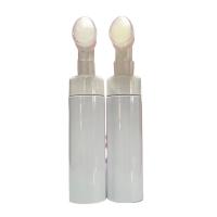 China Cosmetic Facial Cleanser 50ml 100ml 150ml Pink White Pink Pet Foam Pump Bottle With Eva Silicone Brush for sale