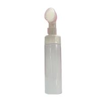 China Cosmetic Facial Cleanser 50ml 100ml 150ml Pink White Pink Pet Foam Pump Bottle With Eva Silicone Brush for sale