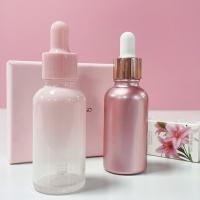China Round Luxury Serum Gradient Pink Glass Eye Dropper Bottle 5ml 10ml 15ml 30ml 100m for sale