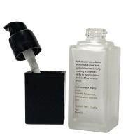 China 30ml 50ml Square Frosted Glass Lotion Bottles Liquid Foundation Bottle With Pump for sale
