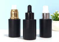 China 1Oz Matte Blue Flat Shoulder 30ml Frosted Glass Serum Bottles And Jars Set for sale