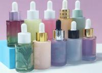 China 1Oz Matte Blue Flat Shoulder 30ml Frosted Glass Serum Bottles And Jars Set for sale