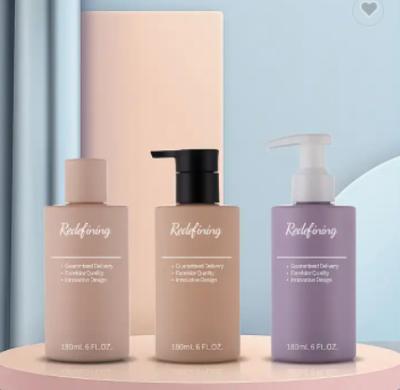 China Custom Color Logo Soft Touch Shampoo Lotion Pump Bottle Recyclable Plastic Cosmetic Bottle for sale